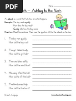 Adverb Worksheet For Grade 1-1 | PDF | Language Arts & Discipline