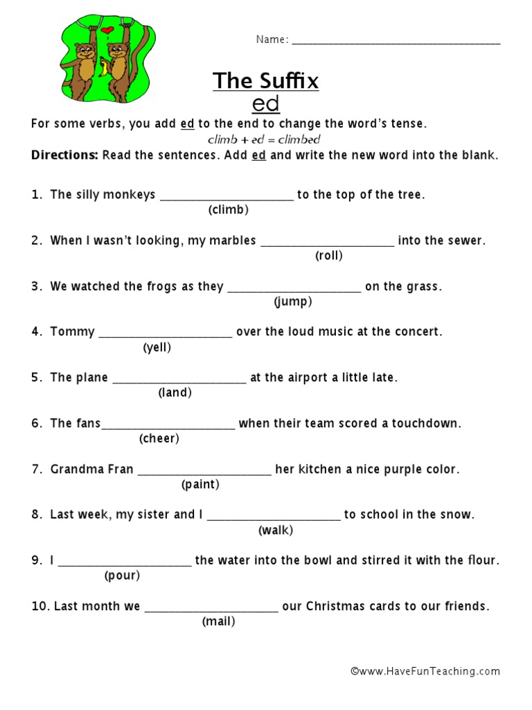Suffix Ed Worksheet 1 PDF | PDF