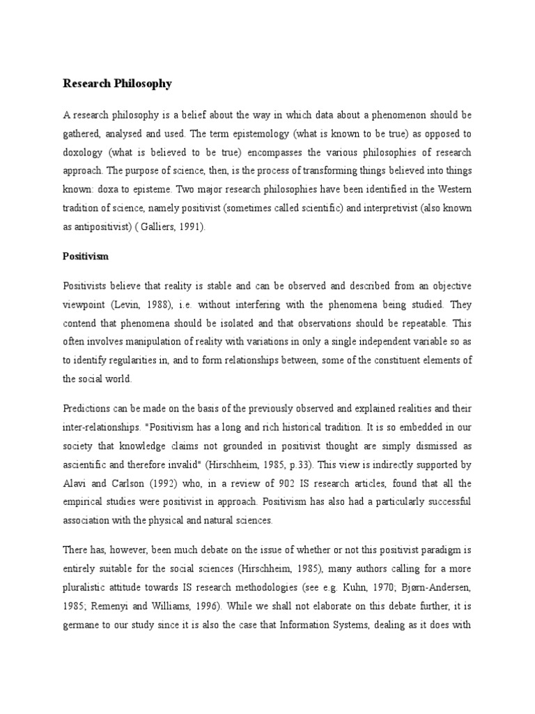 Philosophy of Research | PDF | Positivism | Survey Methodology