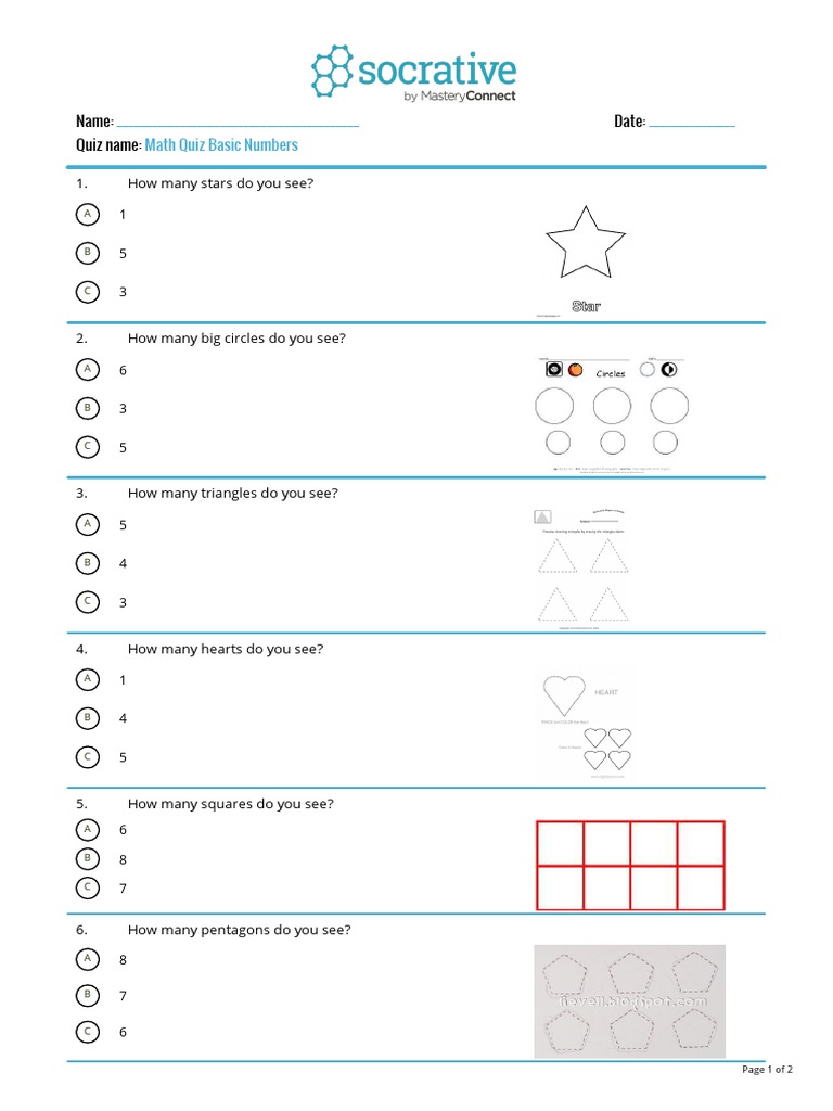 Basic Numbers Math Quiz for Kids | PDF | Home & Garden