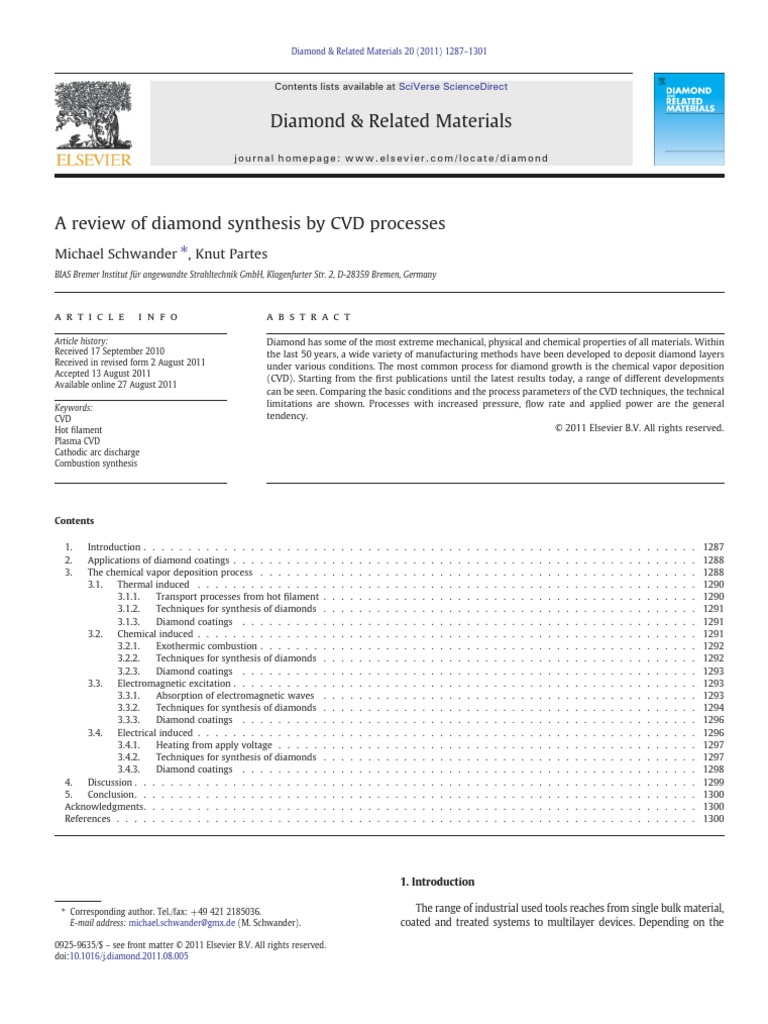 A Review of Diamond Synthesis by CVD Processes | PDF | Plasma (Physics ...