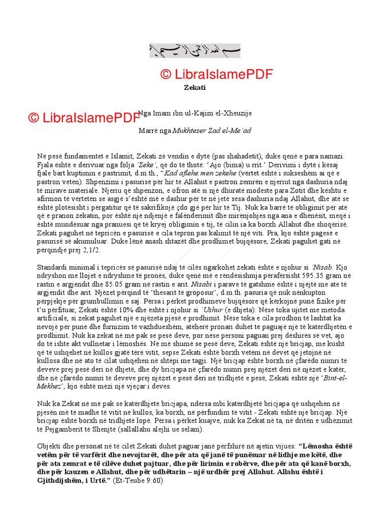Zekati - Nga Imam Ibn Ul-Kajim El-Xheuzije | PDF