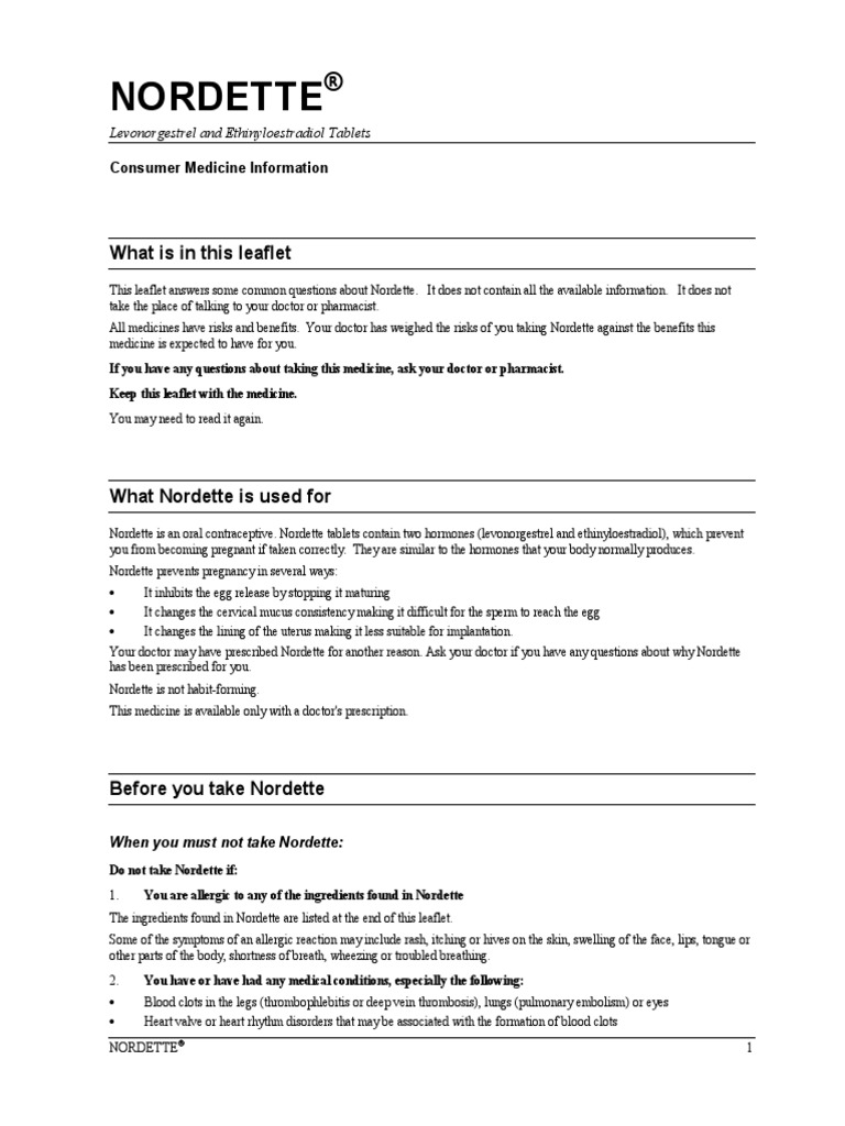 Nordette | PDF | Sexually Transmitted Infection | Birth Control