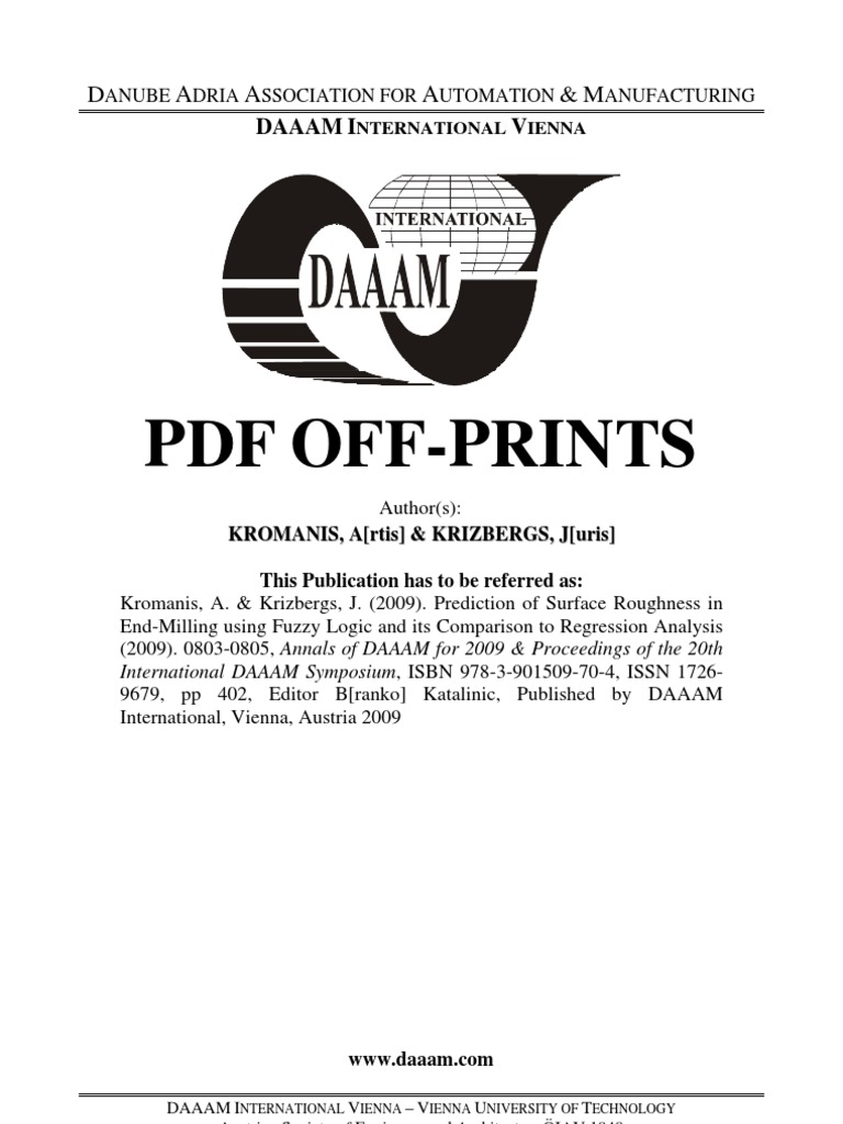 Prediction of Surface Roughness in End-Milling Using Fuzzy Logic and Its Comparison To ...