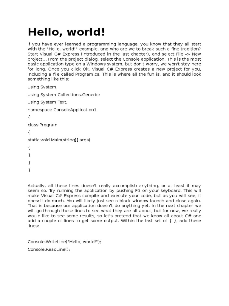 Hello Pdf Method Computer Programming C Sharp Programming 2795
