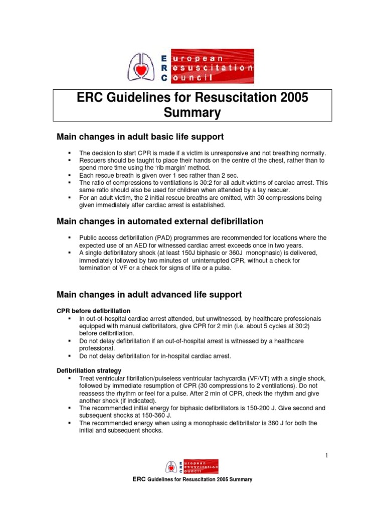 Erc Guidelines 2005. | PDF | Cardiopulmonary Resuscitation | Cardiac Arrest