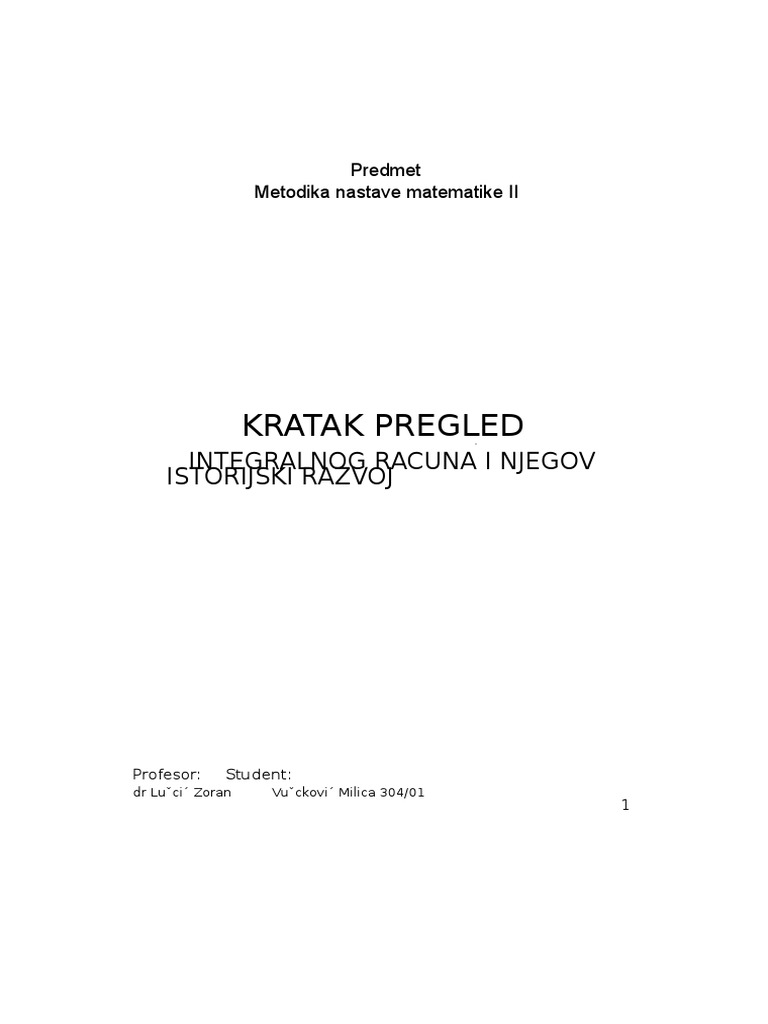 Odredjeni Integrali I Primjene | PDF