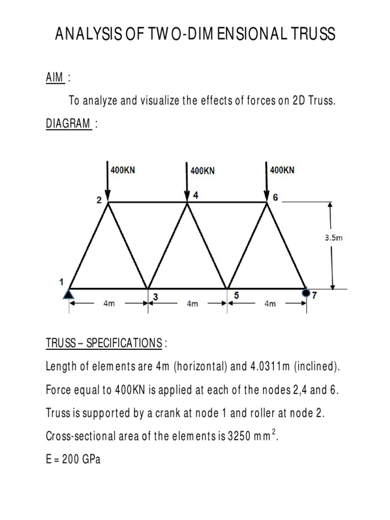 Analysis of Forces and Stresses in a Two-Dimensional Truss Structure ...