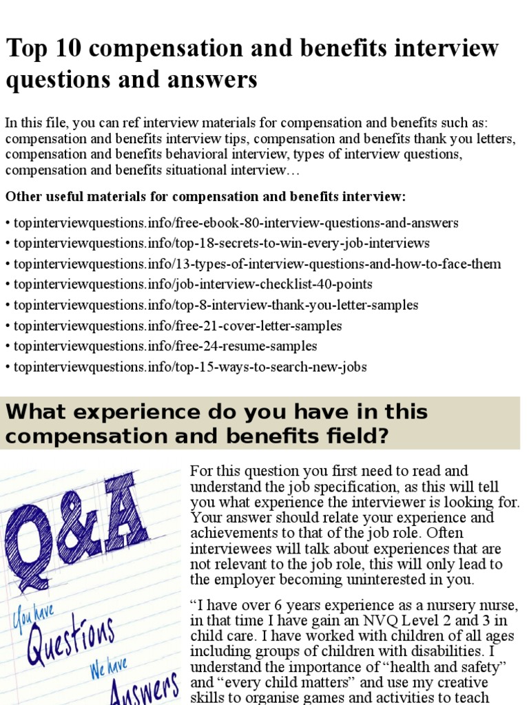 Top 10 Compensation and Benefits Interview Questions and Answers | PDF ...