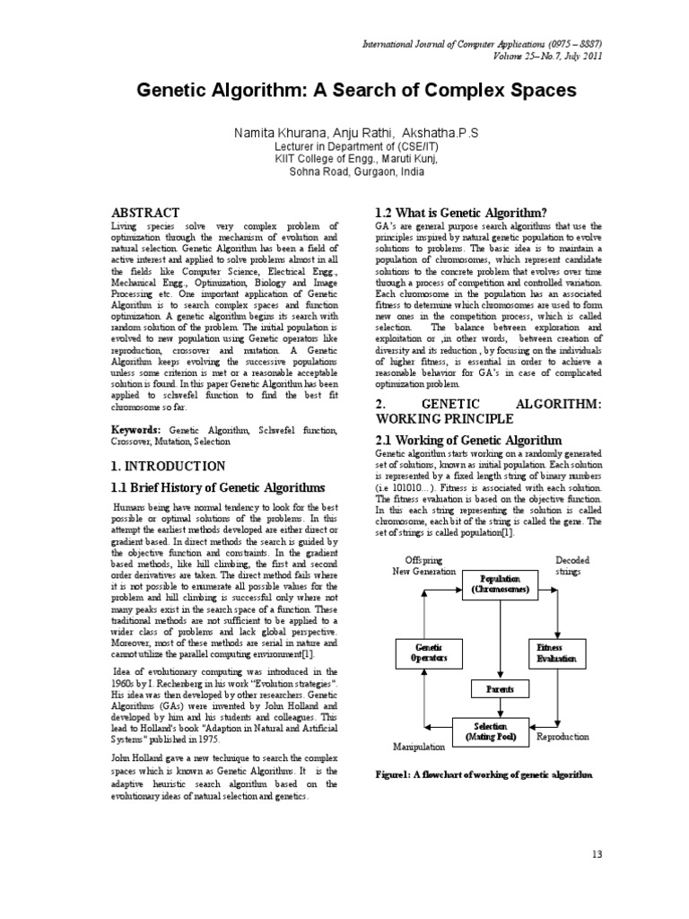 Genetic Algorithm A Search Of Complex Spaces Pdf Genetic Algorithm Applied Mathematics