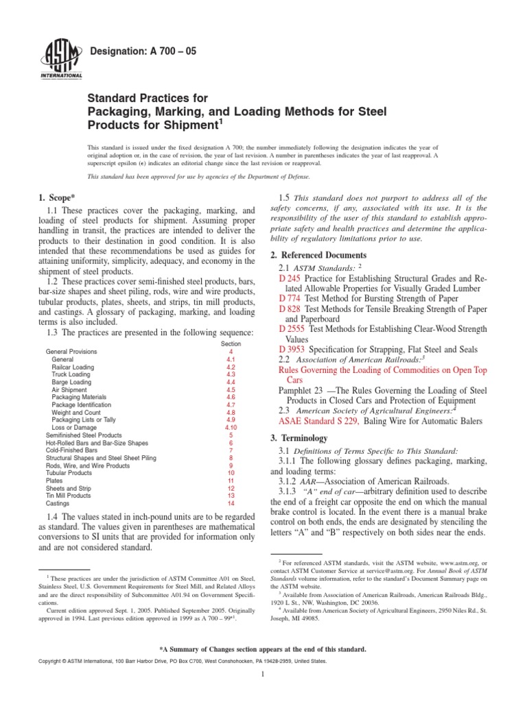 Astm A700 | PDF | Packaging And Labeling | Structural Steel