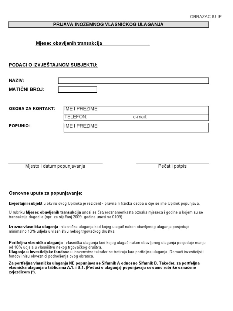 Obrazac Iu Ip | PDF