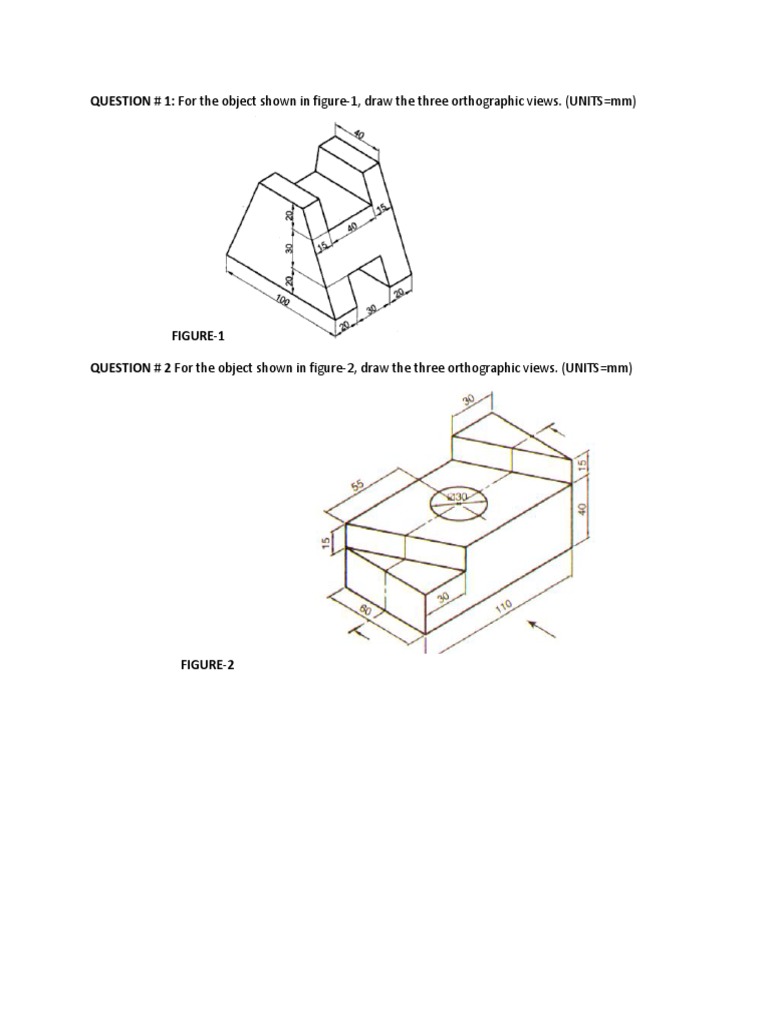 Orthographic Views Drawing Assignment | PDF
