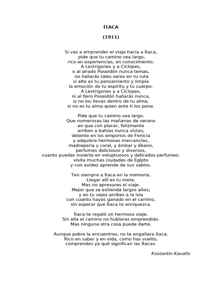Ítaca - Konstantin Kavafis | PDF
