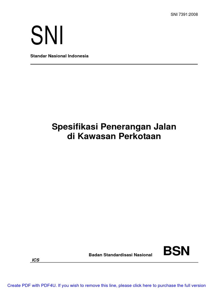 Standar Penerangan Jalan Perkotaan SNI 7391 | PDF | Griya & Taman ...