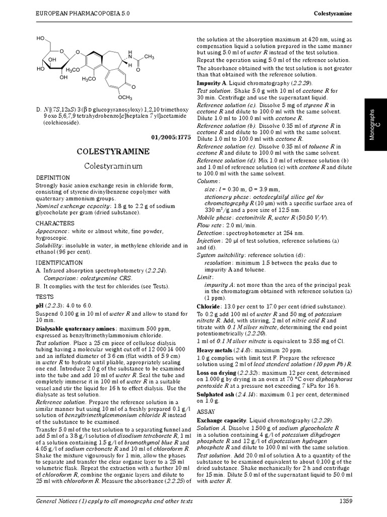 Analysis of Colestyramine According to the European Pharmacopoeia | PDF ...