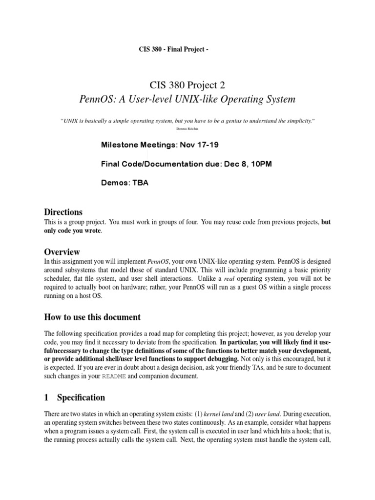 Project For Operating Systems | PDF | Scheduling (Computing) | Operating System