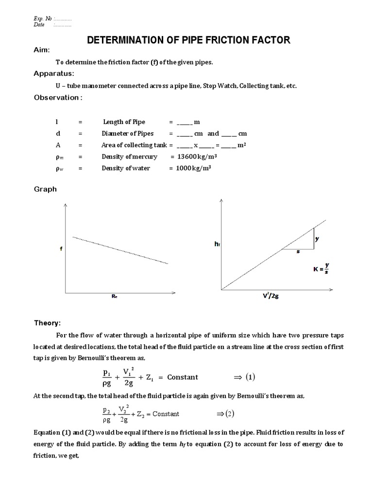 Pipe Friction Apparatus | PDF | Pressure Measurement | Reynolds Number