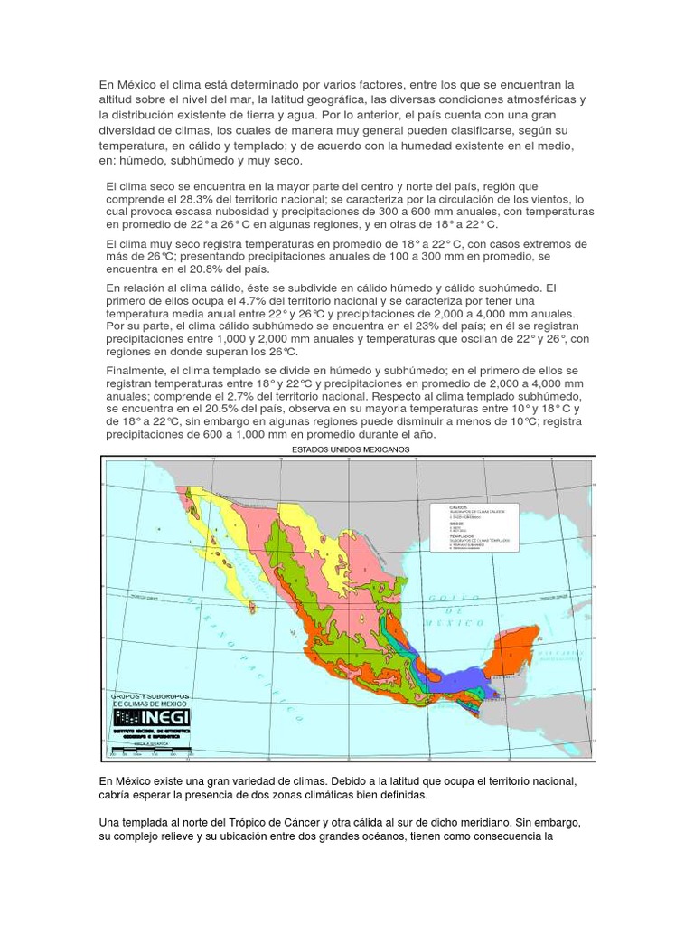 Climas de México: Tipos y Distribución | PDF | Clima templado | Clima