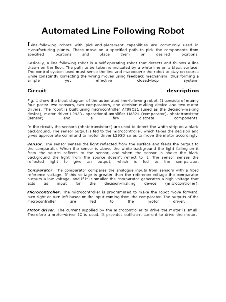 Automated Line Following Robot | PDF