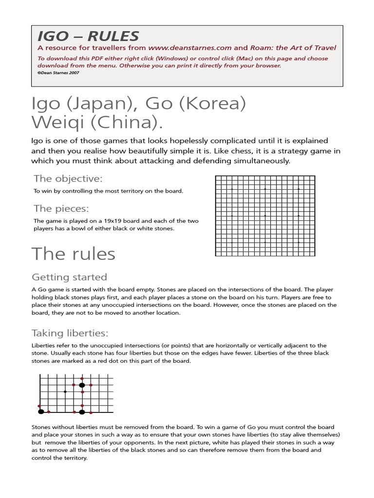 Go Rules PDF | Download Free PDF | Traditional Games | Traditional ...