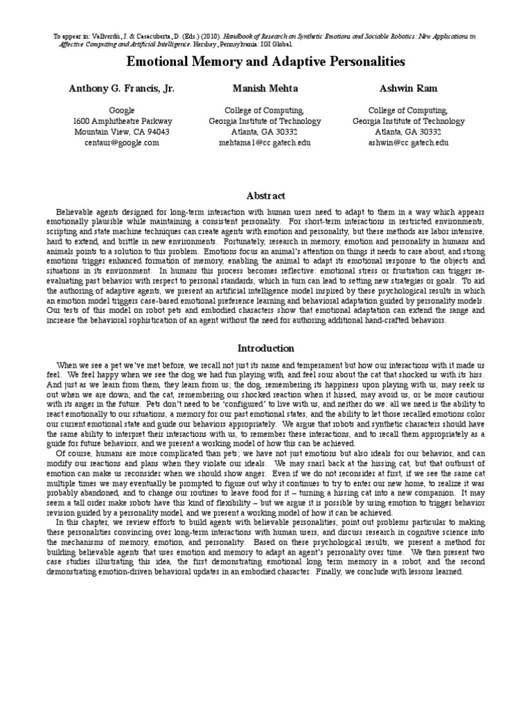 Emotional Memory | PDF | Emotions | Memory