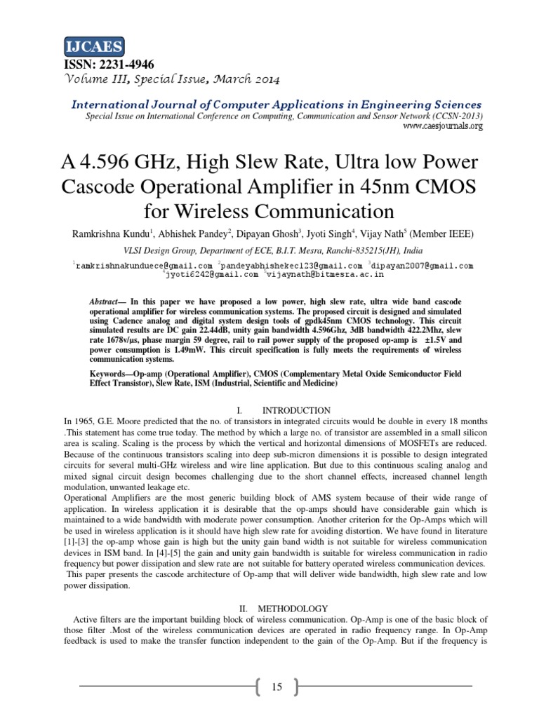 A 4.596 GHZ, High Slew Rate, Ultra Low Power | PDF | Operational ...
