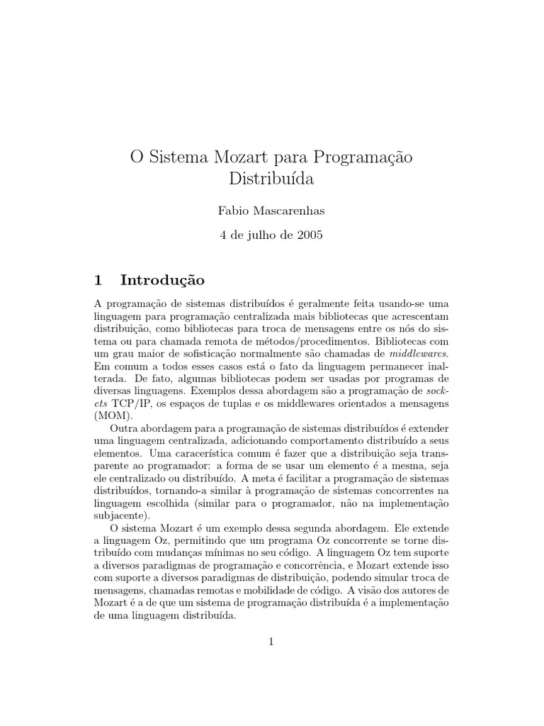 O Sistema Mozart: Uma Abordagem para Programação Distribuída ...