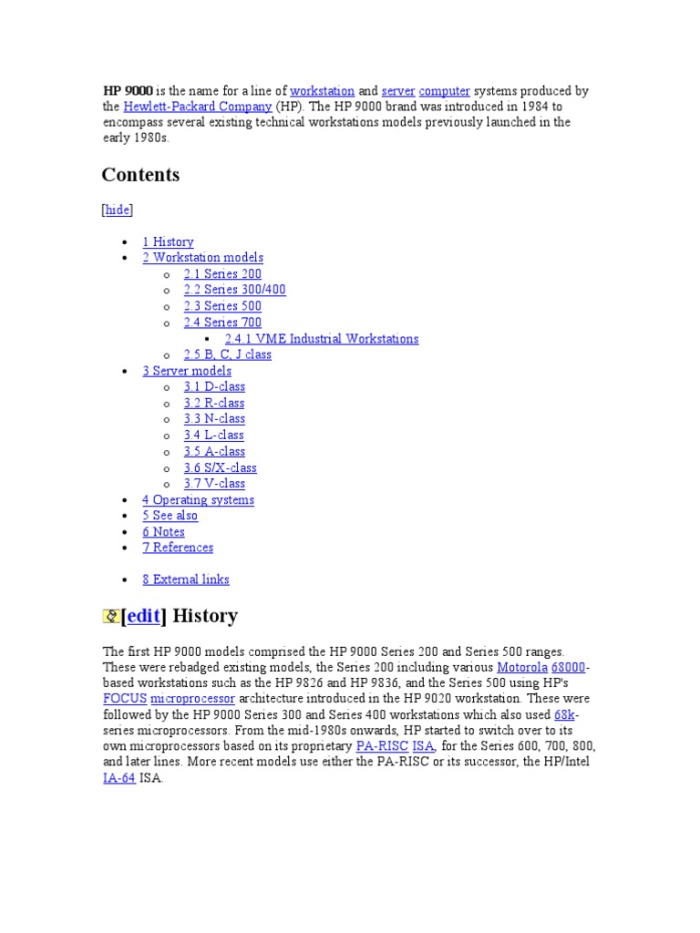 HP 9000 Workstations & Servers Overview | PDF | Classes Of Computers ...