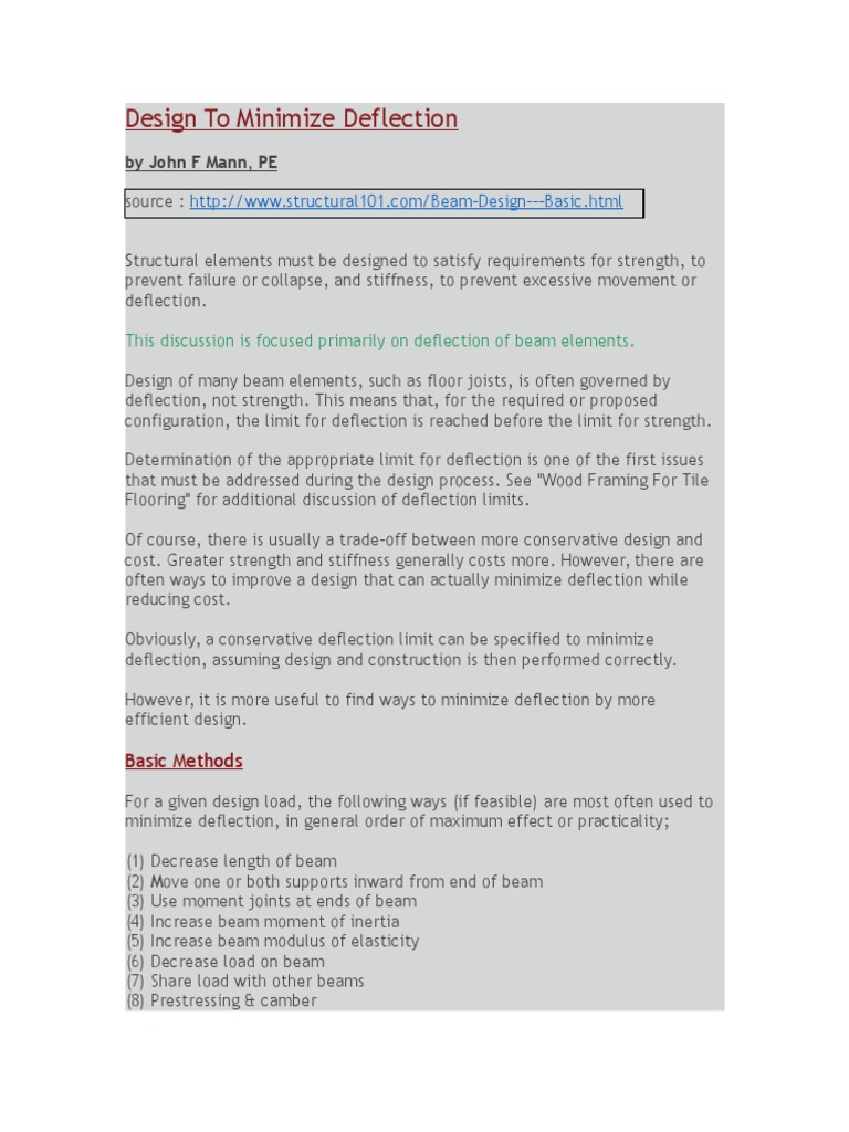 Minimizing Beam Deflection Strategies | PDF | Beam (Structure) | Building