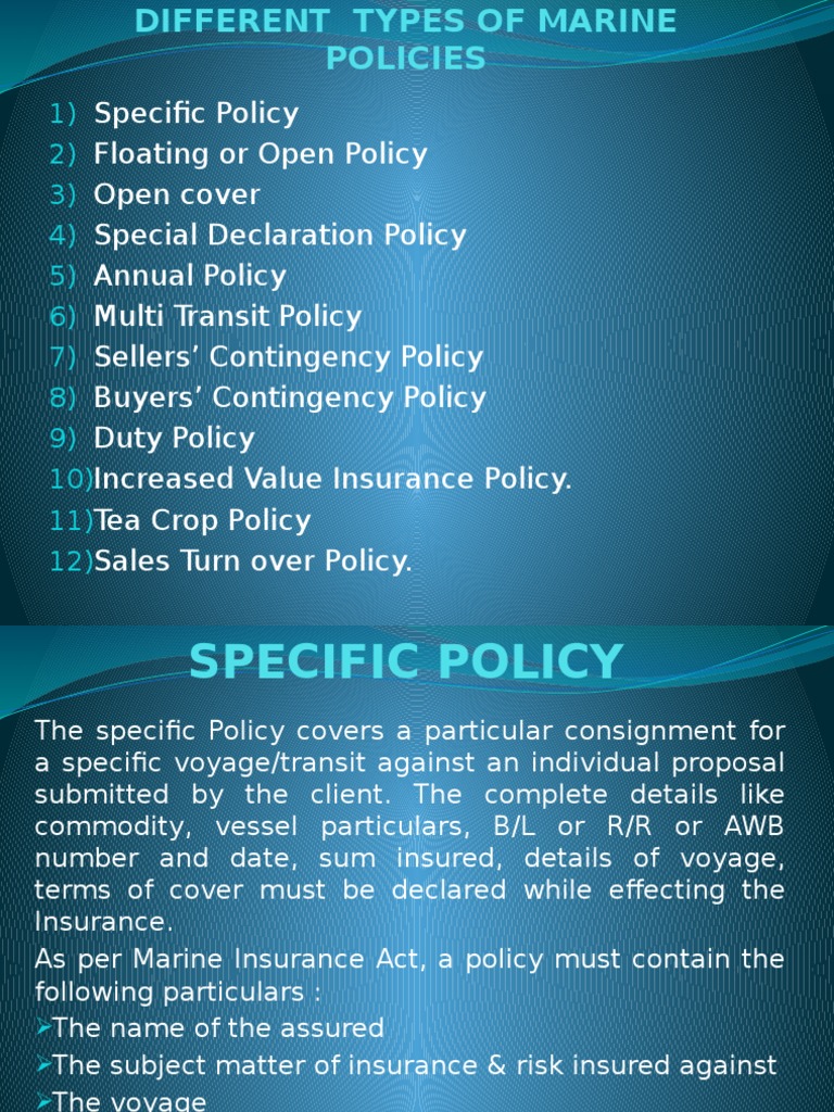 Marine Policy in India and Types | PDF | Insurance | Business