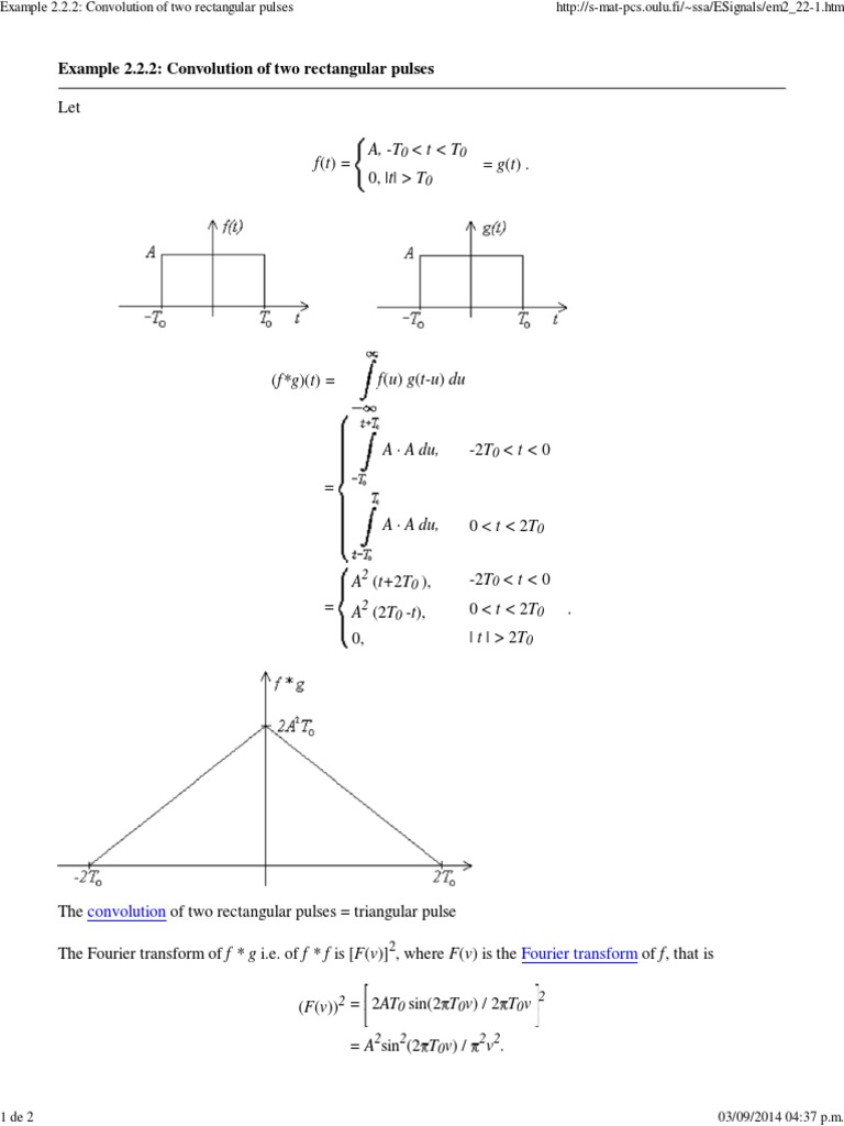Convolution of Two Rectangular Pulses | PDF