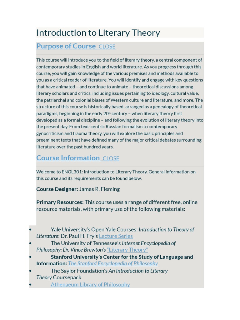 Introduction To Literary Theory | PDF | Literary Theory | Literary Criticism