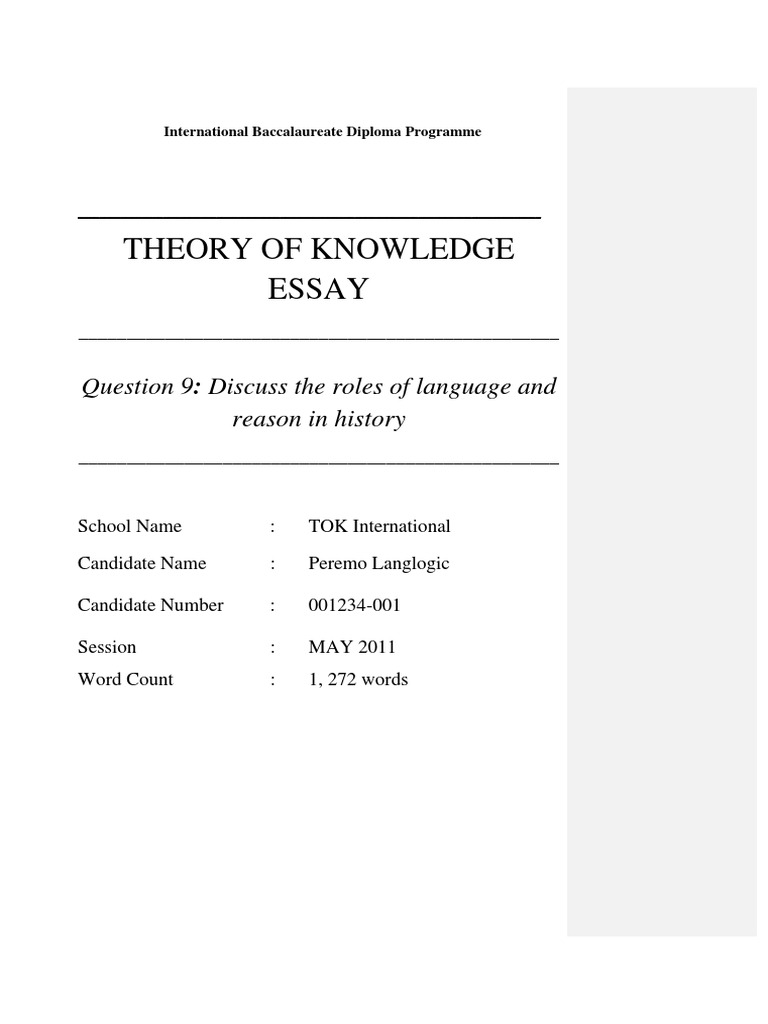 Tok Essay Commented Sample | PDF | Reason | Primary Sources