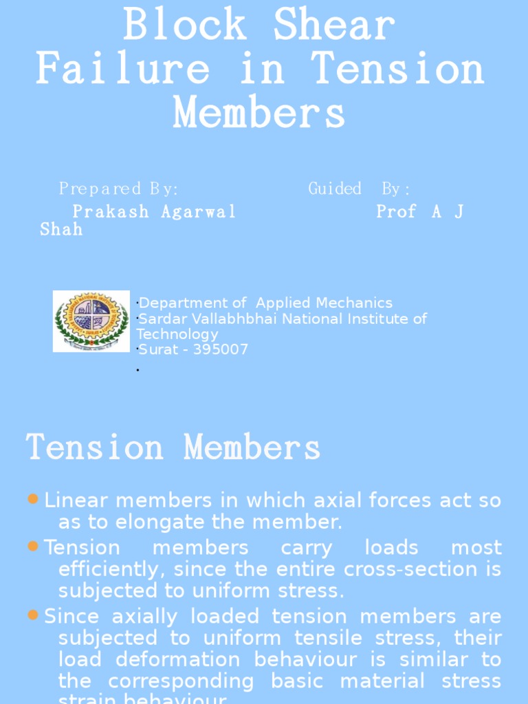 Block Shear Failure Presentation | PDF | Strength Of Materials | Fracture