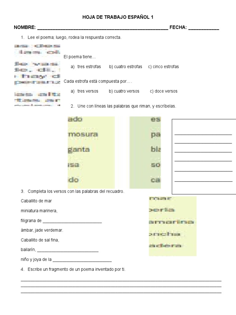Ejercicios de Estrofas y Recursos Literarios | PDF | Plantas