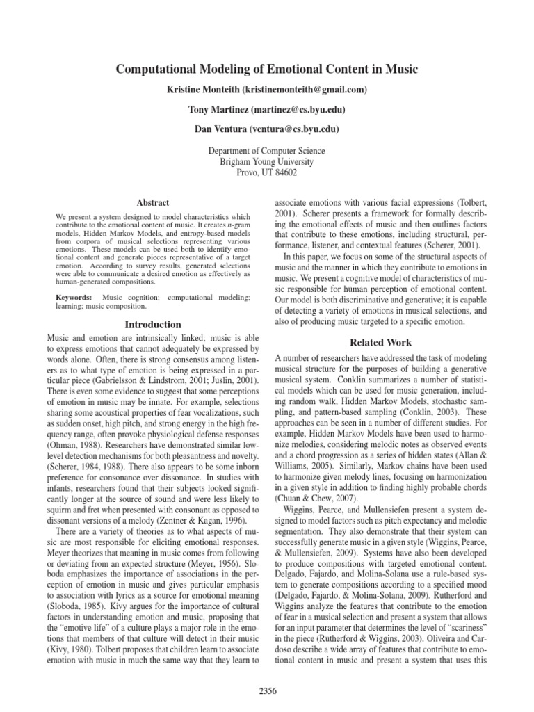 Modeling of Emotional Content | PDF | Statistical Classification | Emotions
