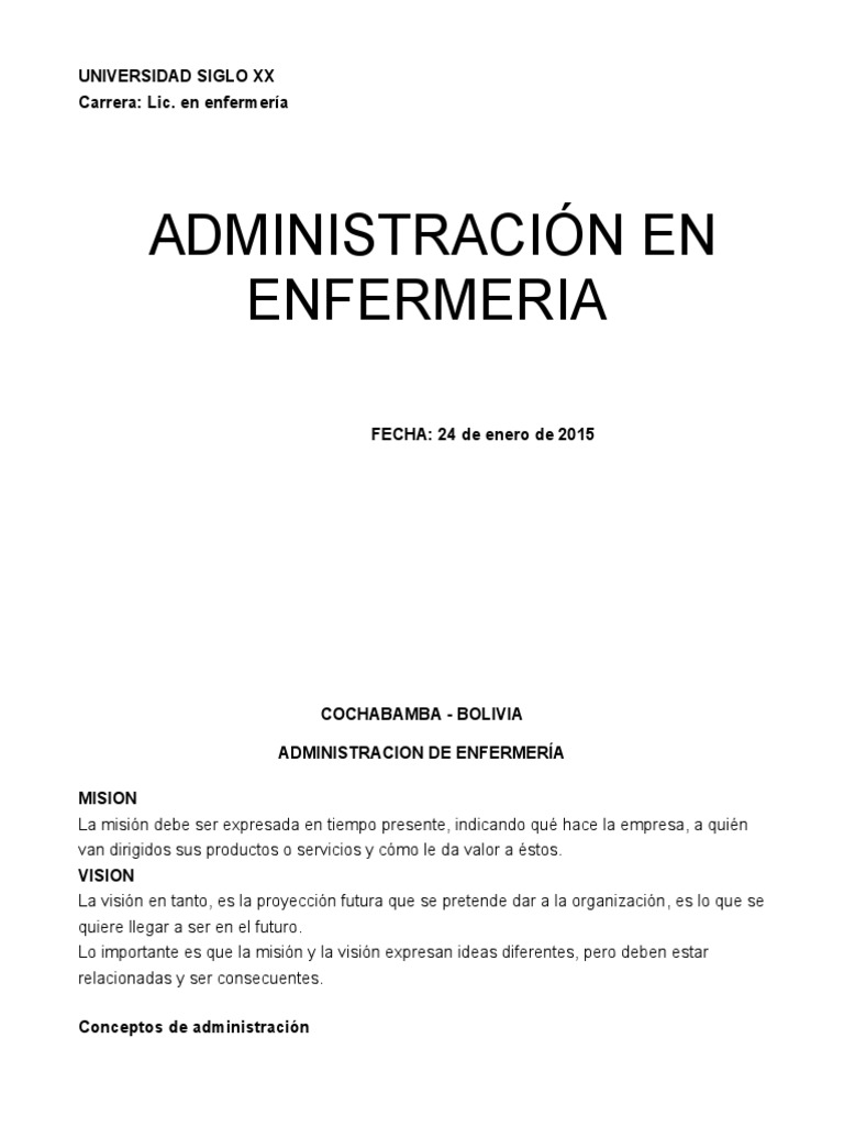 Administracion de Enfermería Tarea | PDF | Recursos humanos | Planificación