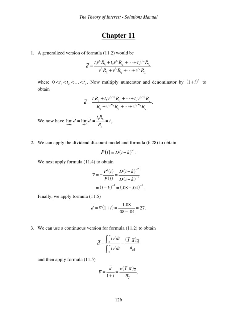 Theory of Interest Kellison Solutions Chapter 011 | PDF | Present Value ...