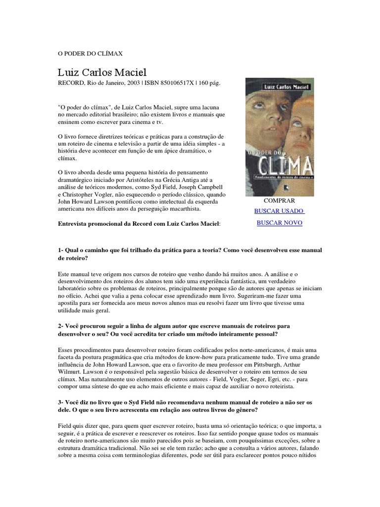 O Poder Do Clímax | PDF | Roteiro | Livros