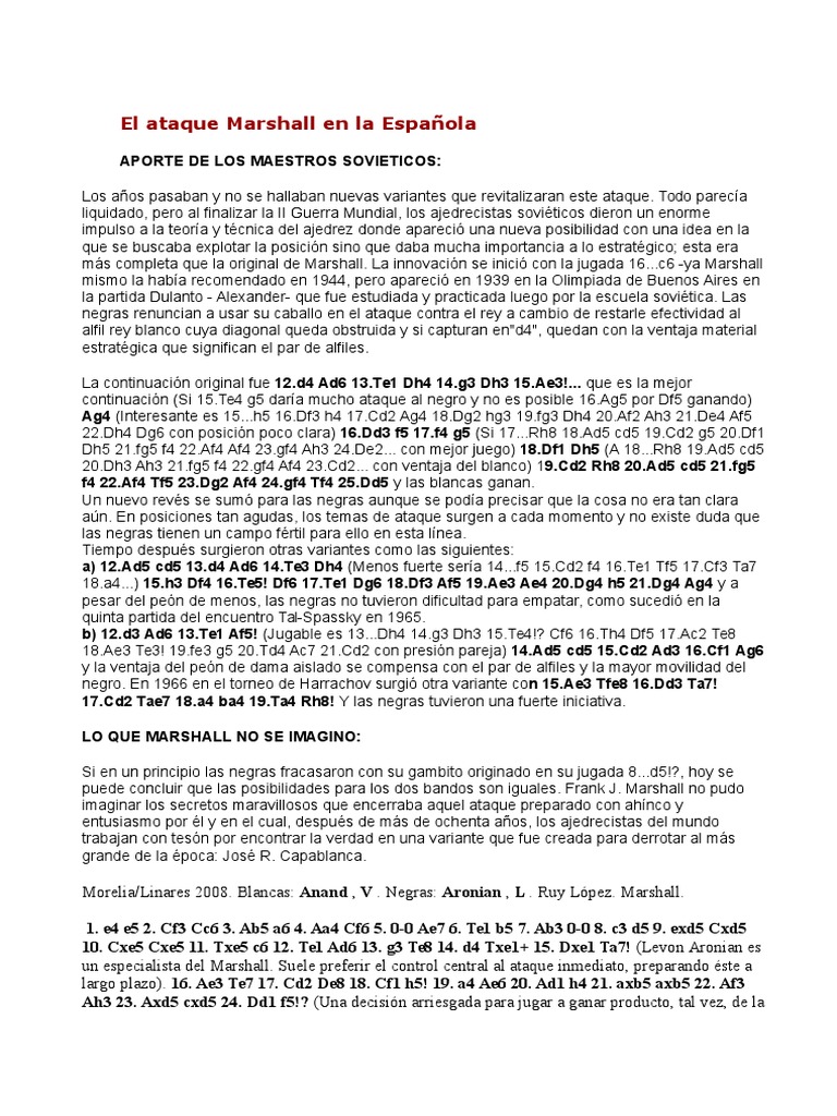 El Ataque Marshall en La Española | PDF | Competiciones de ajedrez ...