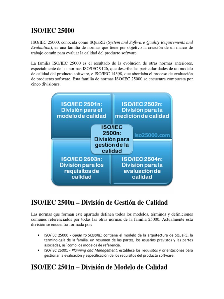 ISO/IEC 25000 - SQuaRE (System and Software Quality Requirements and Evaluation) | Organización ...
