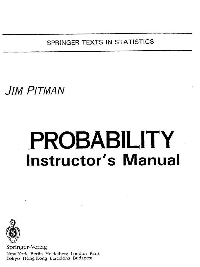 Probability by Jim Pitman Solutions Manual | PDF | Probability And ...
