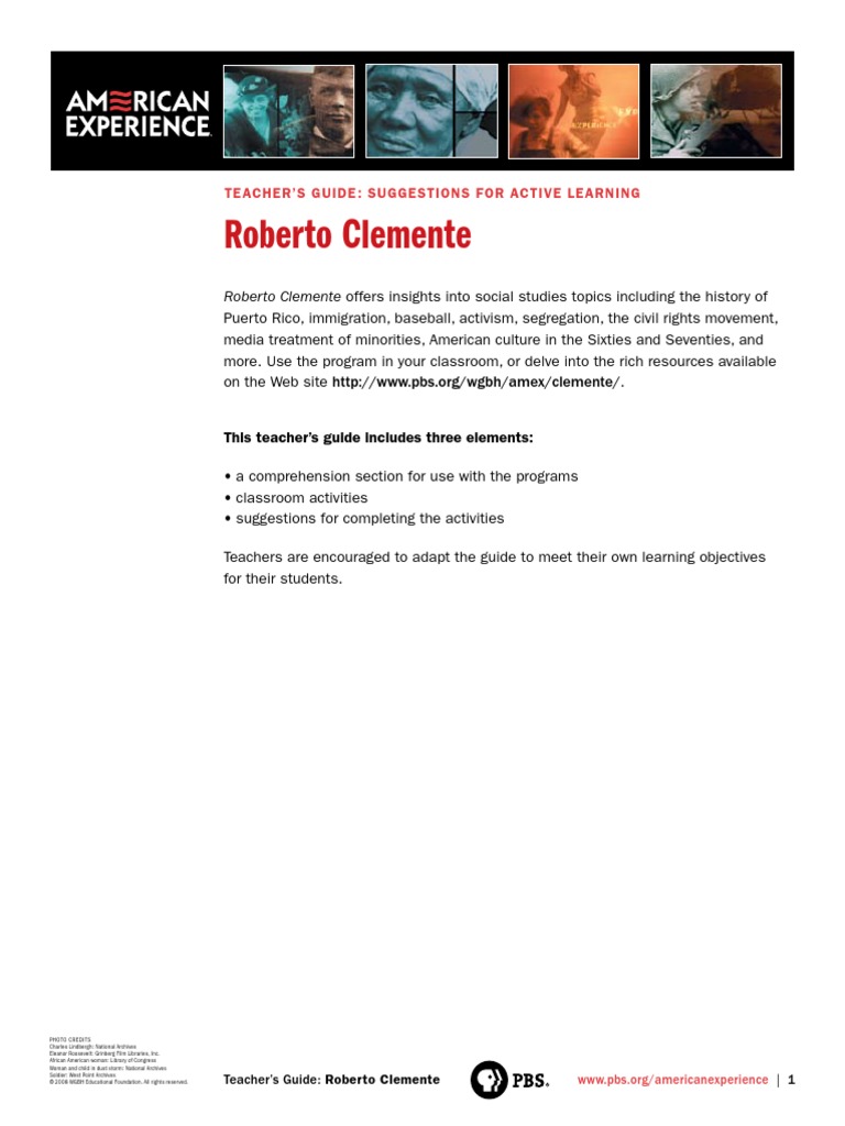 Roberto Clemente Teachers Guide | PDF | Puerto Rico | The United States