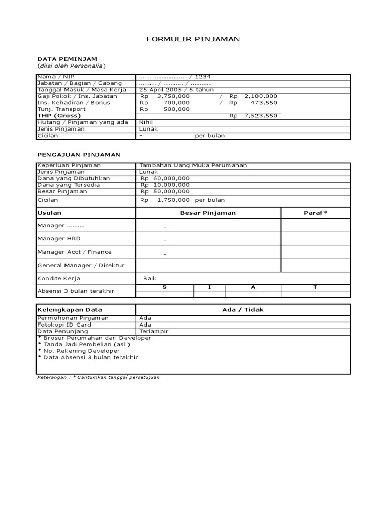 Form Pinjaman Karyawan - Homecare24