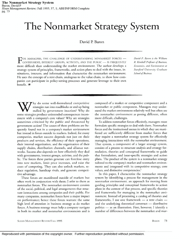 Baron95 Non Market Strategy Ocr 2 | PDF | Strategic Management | Supply ...