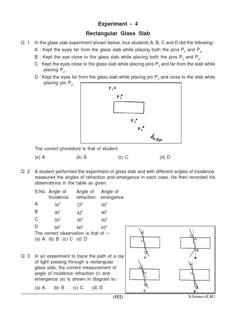 10th Science Question Bank Experiment-3 | PDF | Refraction | Electric ...