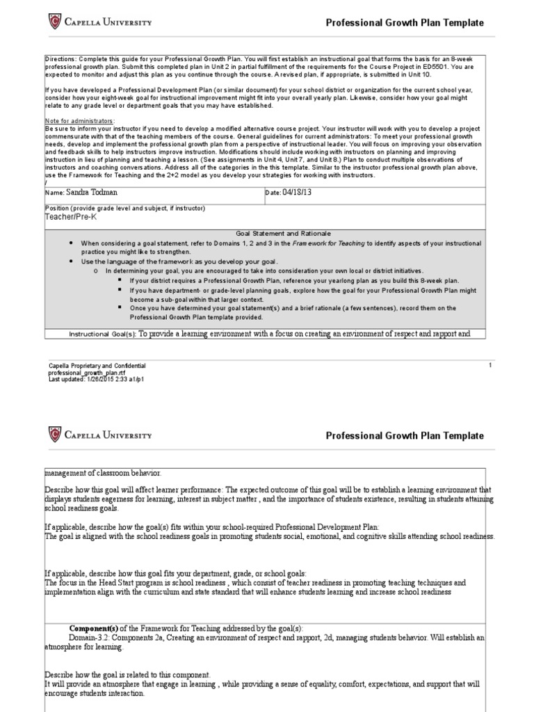 Professional Growth Plan Overview | PDF | Goal | Classroom
