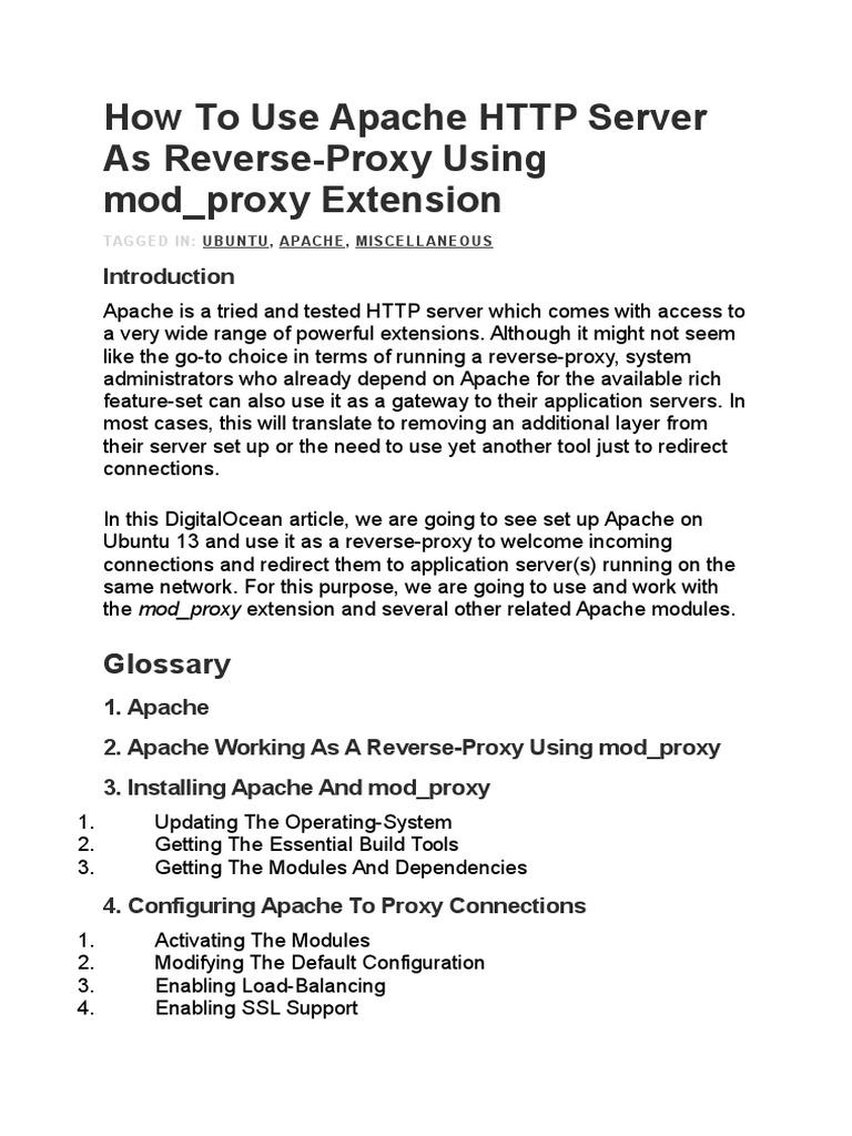 How To Use Apache HTTP Server As Reverse Proxy | PDF | Apache Http ...