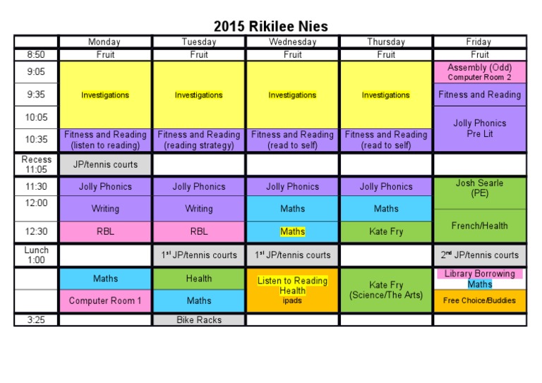 2015 Term 1 Timetable | PDF | Wellness